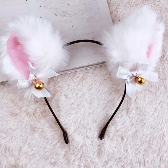 Accessories | New Anime Cosplay Costume Fuzzy Plush White Cat Ears ...